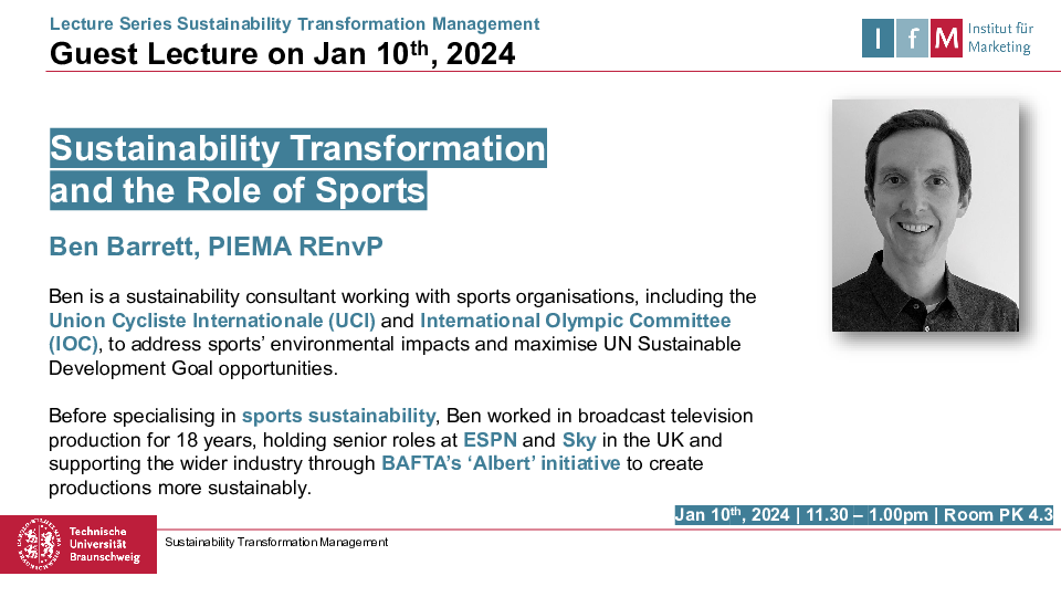 10.01.2024 - Sustainability Transformation and the Role of Sports